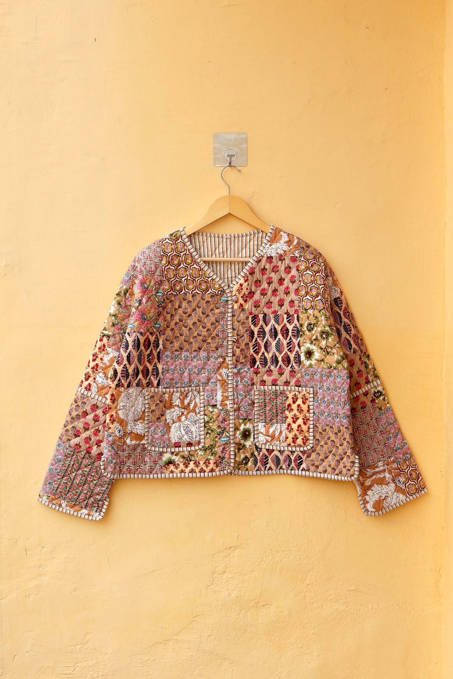 Indian Handmade Patchwork Cotton Quilted Jacket, Vintage Unique High ...