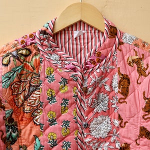 Indian Handmade Patchwork Cotton Quilted Jacket, Vintage Peach New ...