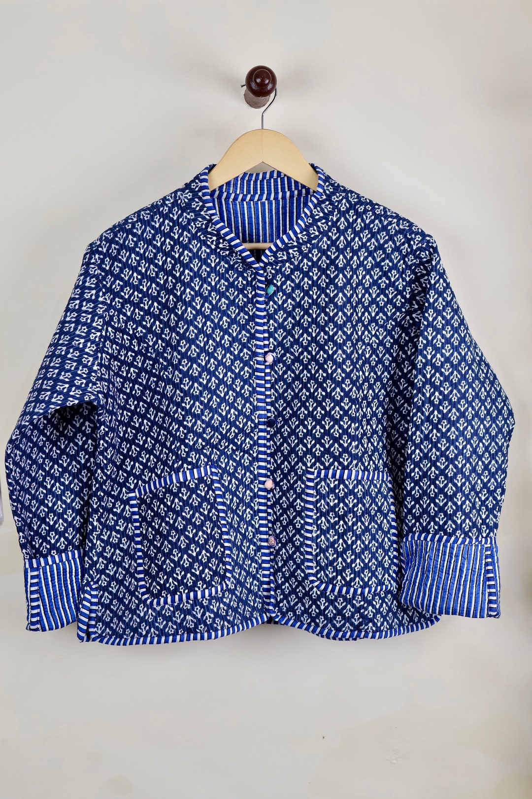Cotton Handmade Kantha Jacket, Womens Clothing Quilted Reversible Coat ...