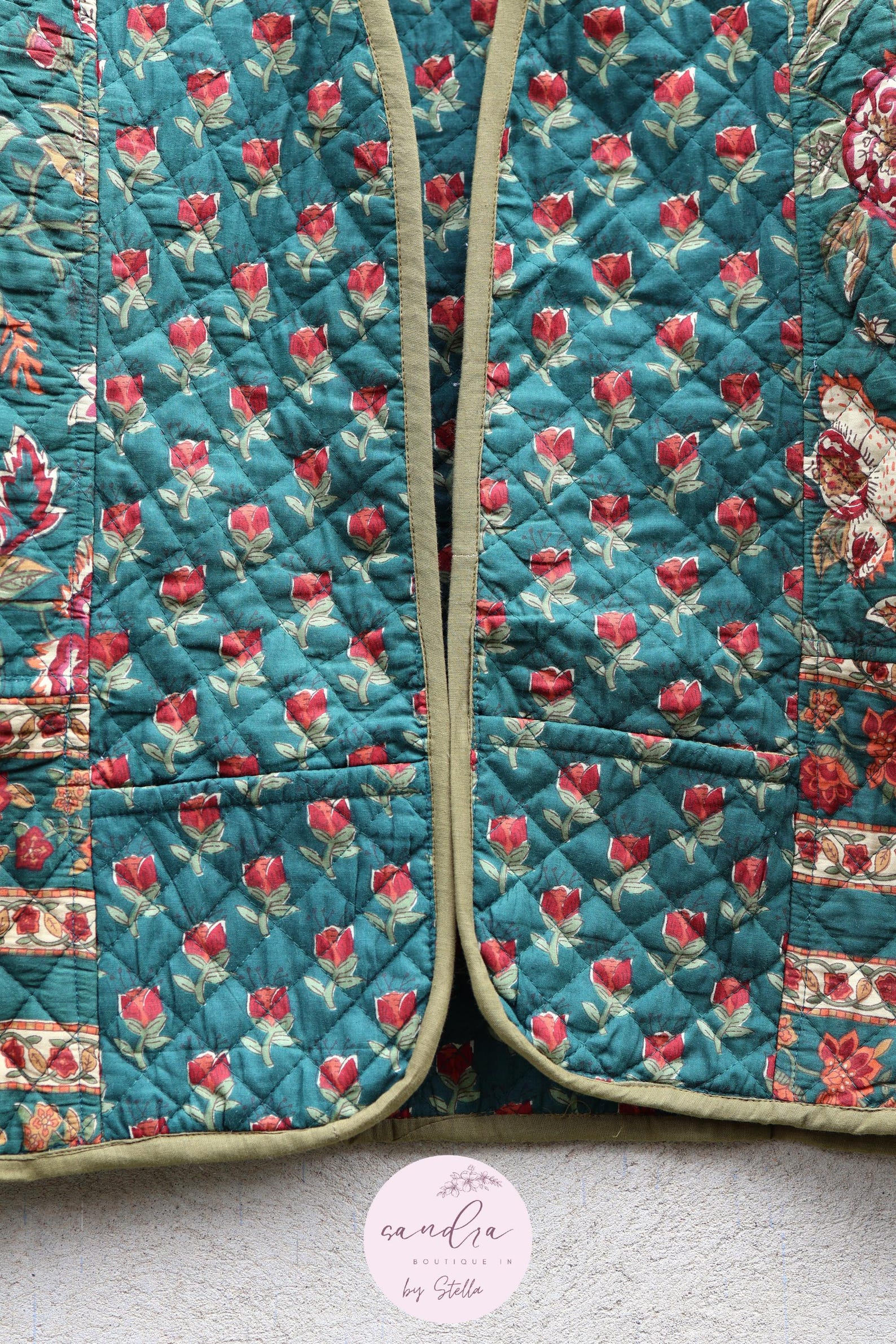 Indian Vintage Quilted Cotton Jacket, Handcrafted Boho Floral ...