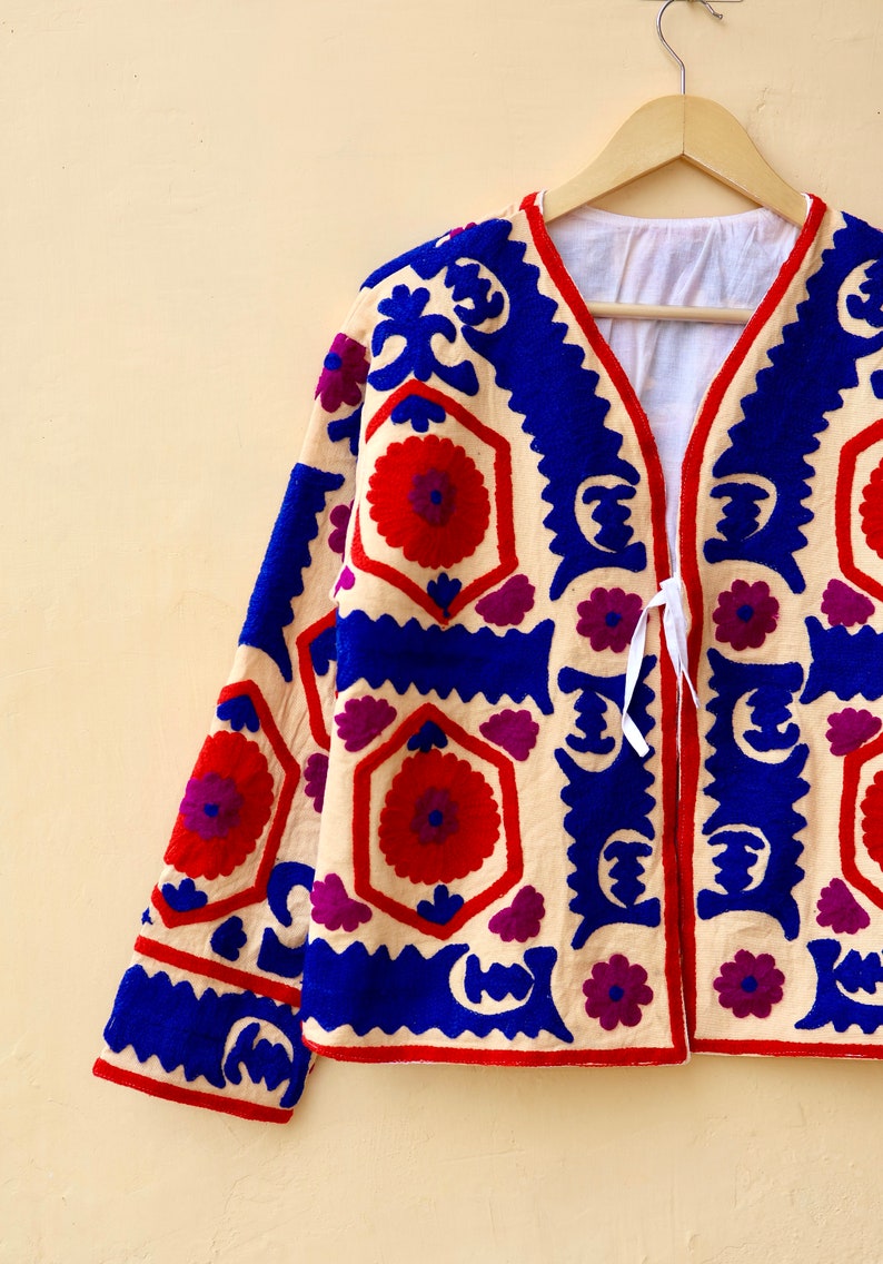 Indian Handmade Suzani Embroidery Jacket, Unique Style Artisan Made ...