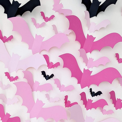 Black and Purple 3D Bats for the Wall Halloween Wall - Etsy