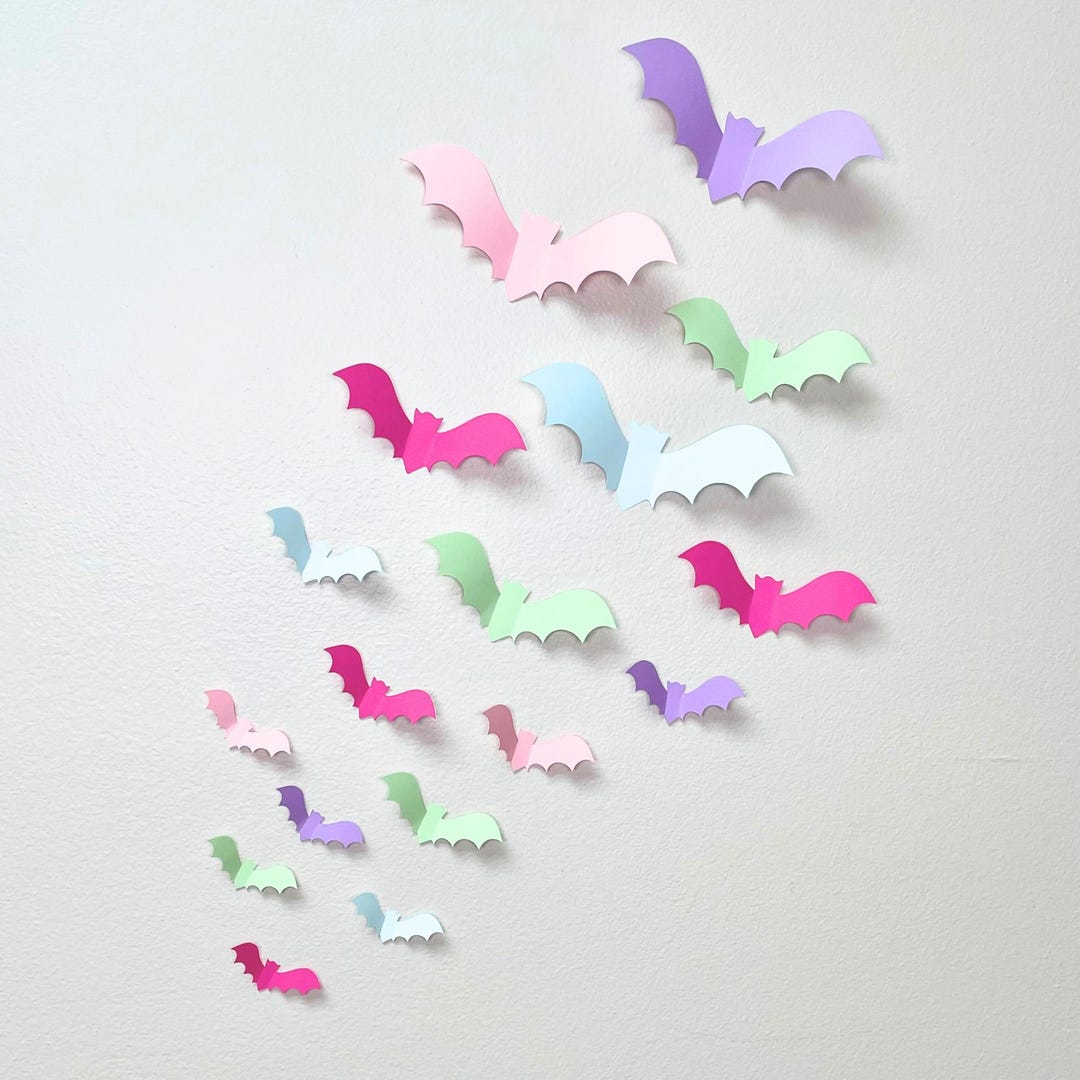 Pastel Paper Bats Wall Decor: 3D Halloween Party Decorations - Etsy
