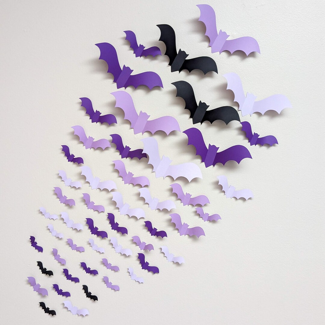 3D Purple Halloween Bats: DIY Lilac & Black Wall Decor - Etsy