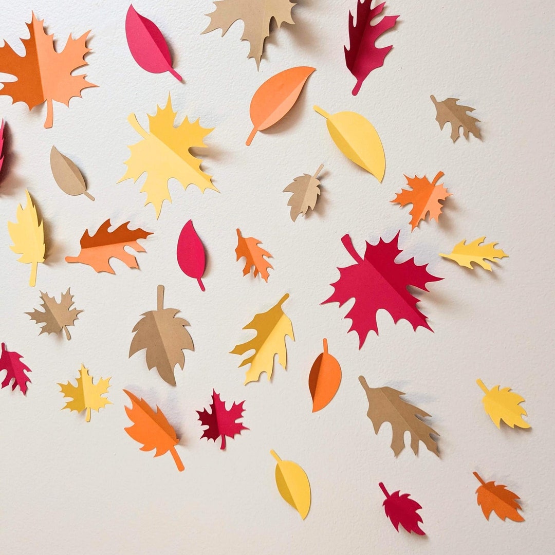 Autumn Leaves for Wall, 3D Fall Leaf, Thanksgiving Party, Orange Brown ...