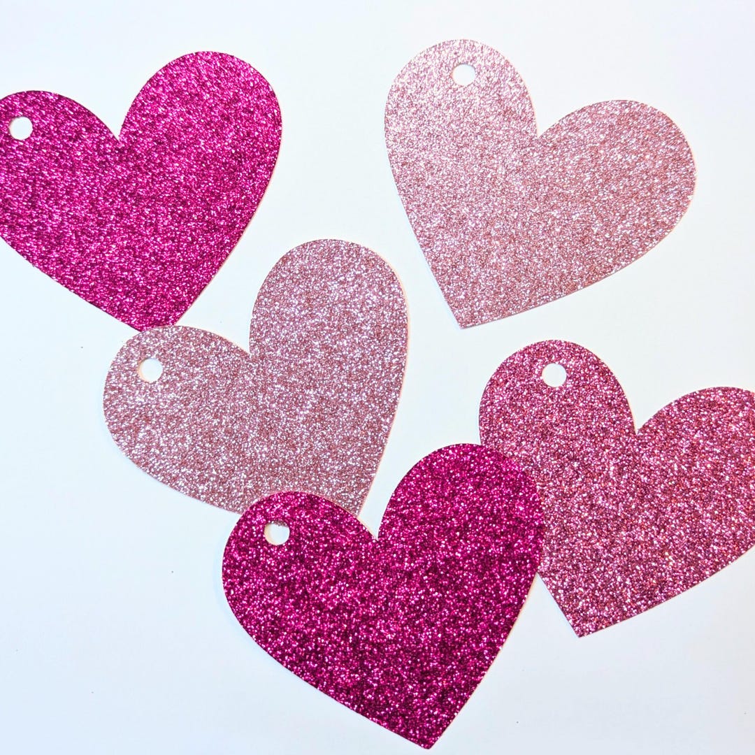 Pink Glitter Heart Gift Tags, Valentine's Day Party Favors - Etsy