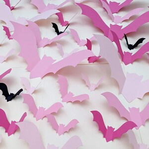 Pink Halloween Decor, Pink Bats, Black Bats for Wall, Halloween Party ...