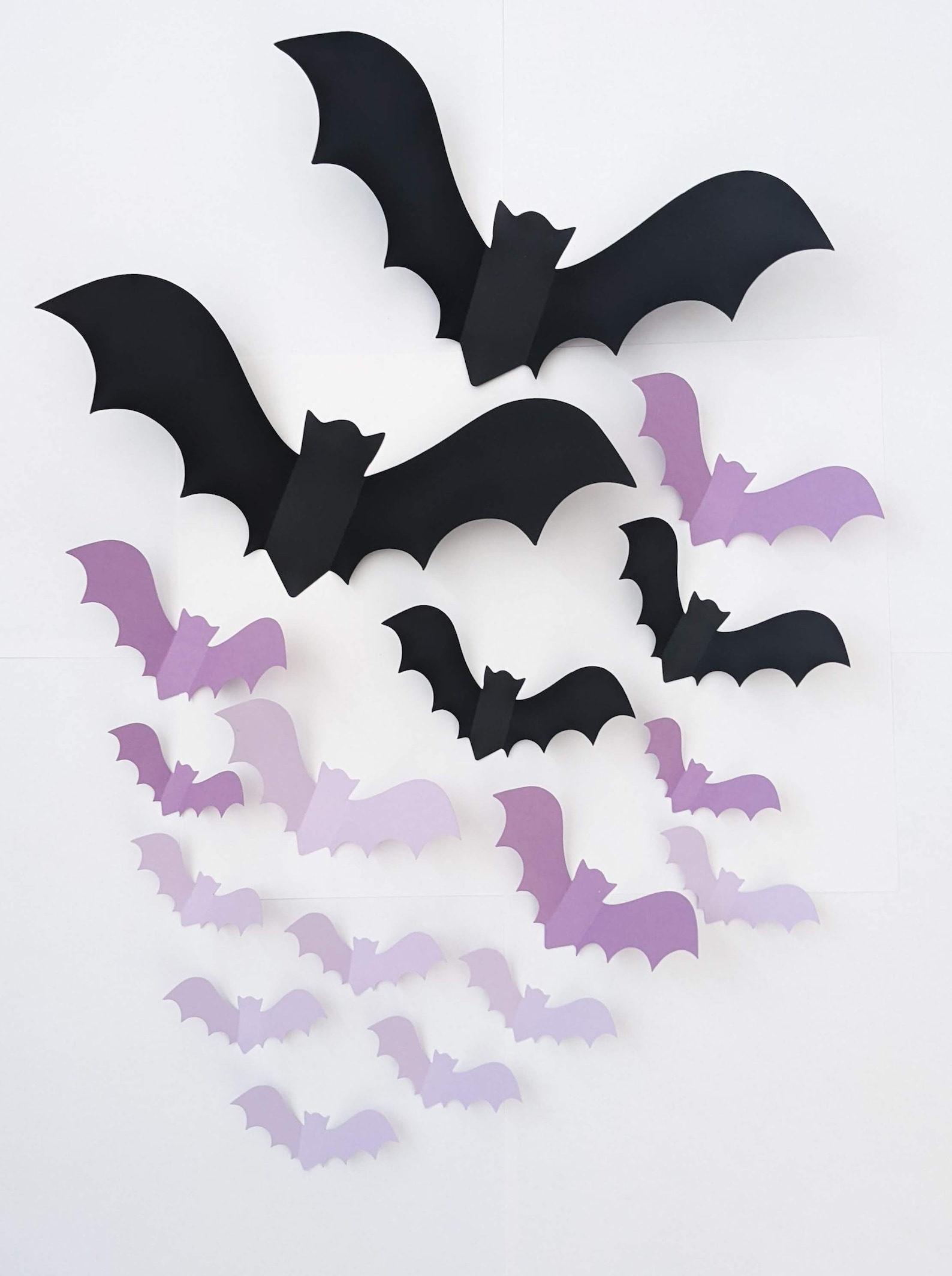 Black and Purple 3D Bats for the Wall Halloween Wall - Etsy