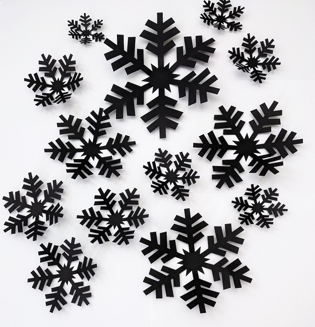 Black Snowflakes for Wall, Snowflake Christmas Party, Monochromatic ...