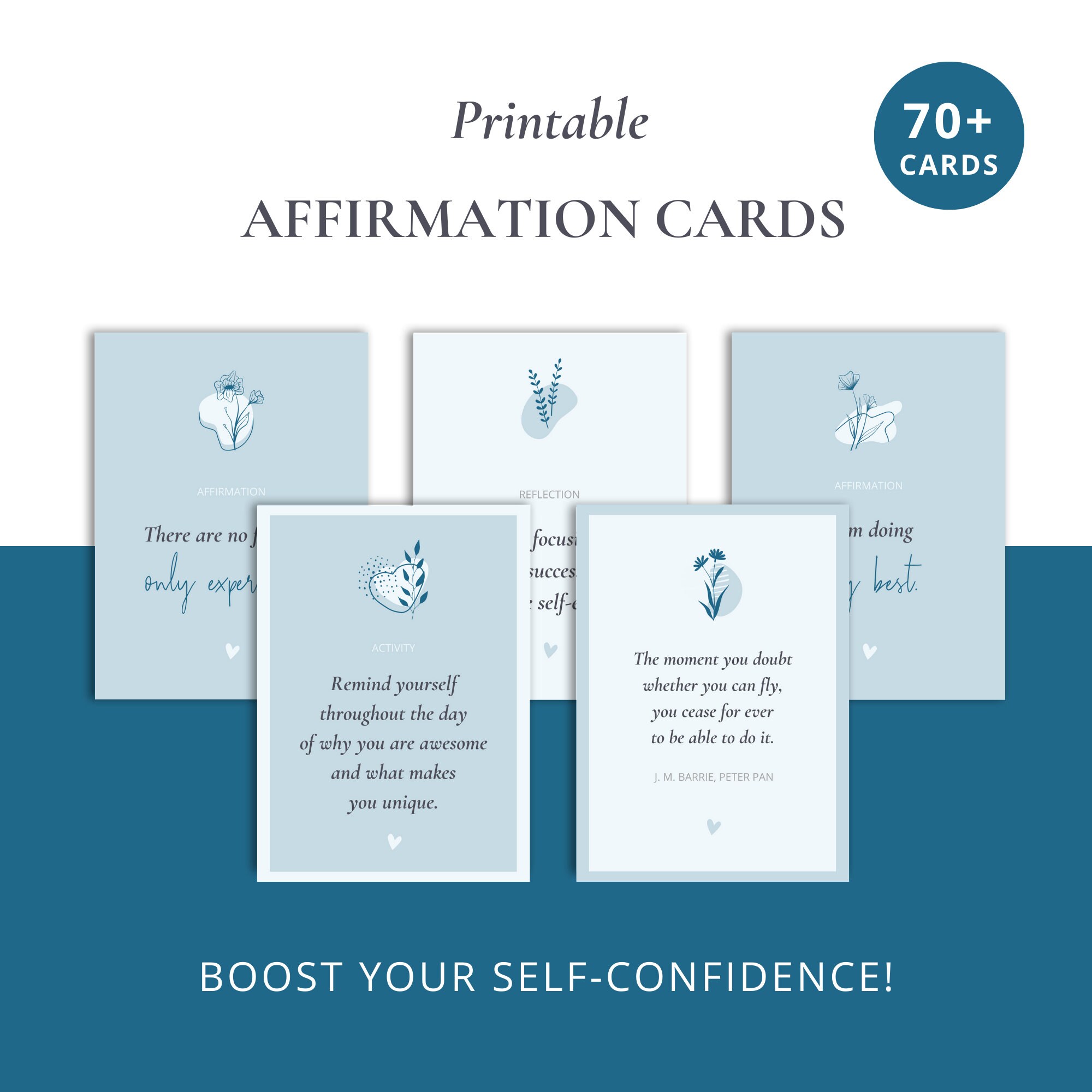Self-confidence Affirmation Cards Deck 72 Printable Cards Motivational ...