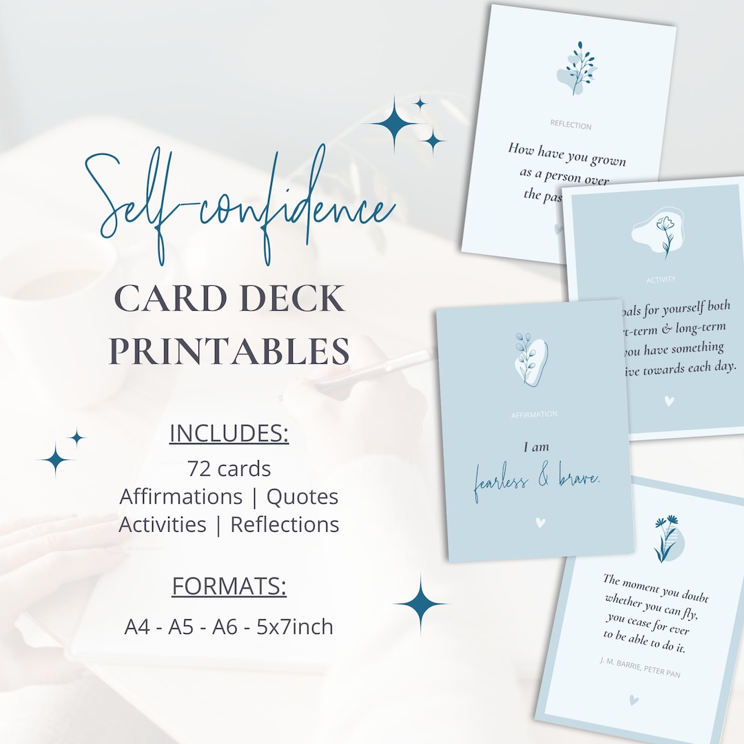Self-confidence Affirmation Cards Deck| 72 Printable Cards ...