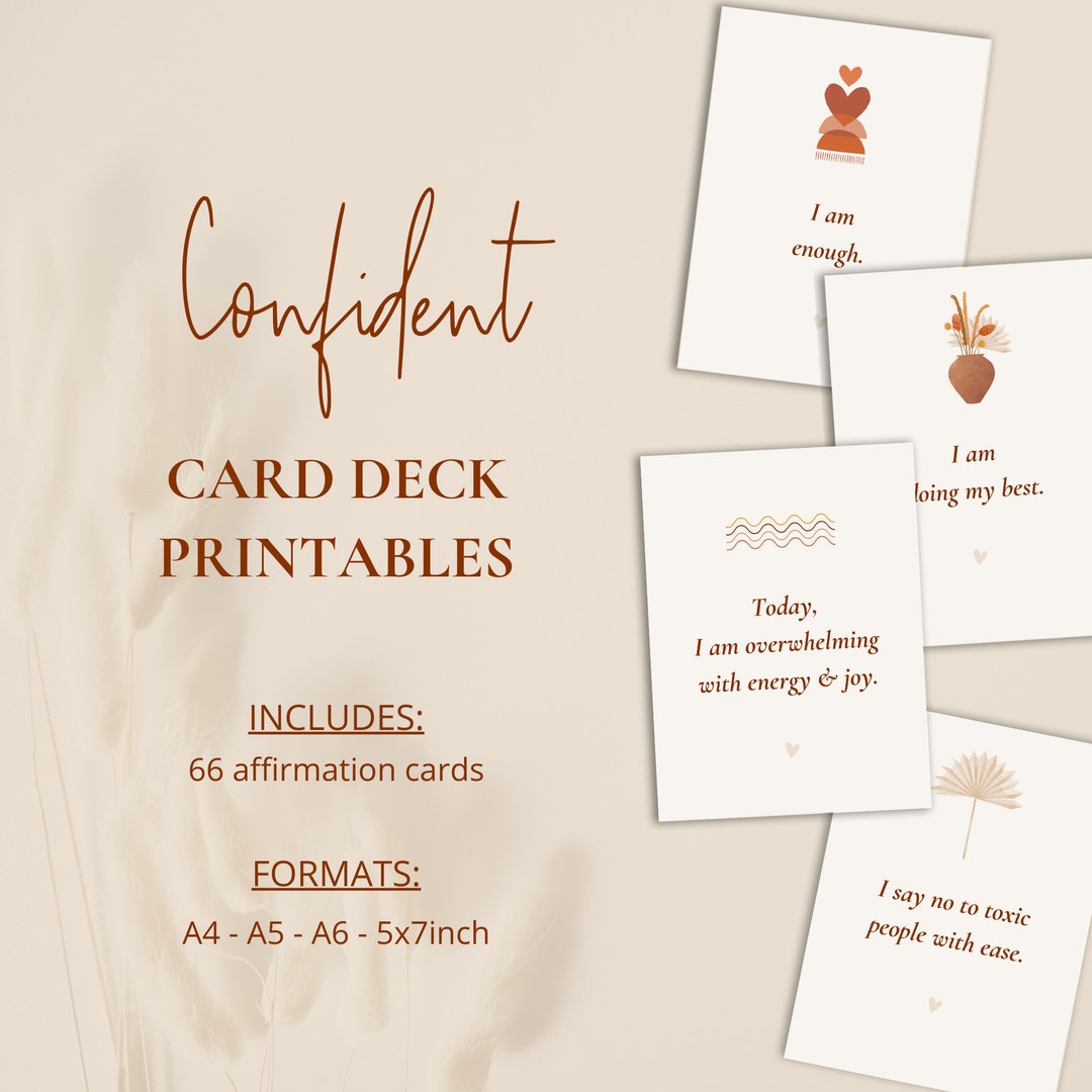 Confident Affirmation Cards Deck | Self-esteem Cards | Positivity Cards ...