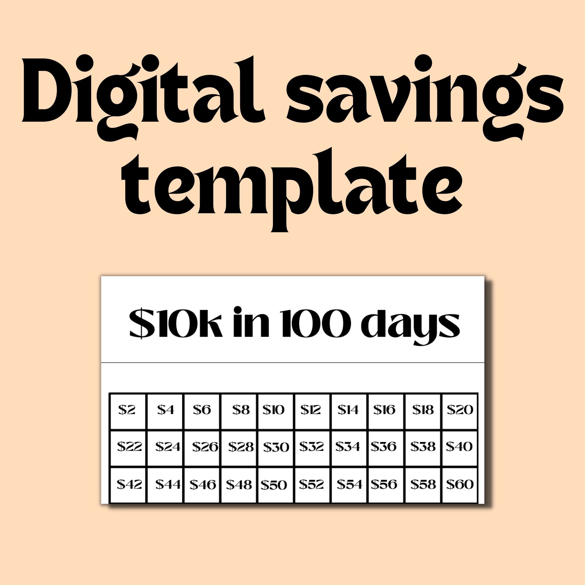Saving Challenge Tracker PDF | 10K in 100 Days - Etsy