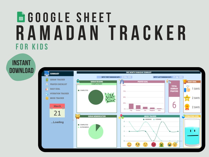 Ramadan Tracker Spreadsheet Google Sheet Digital Quran - Etsy
