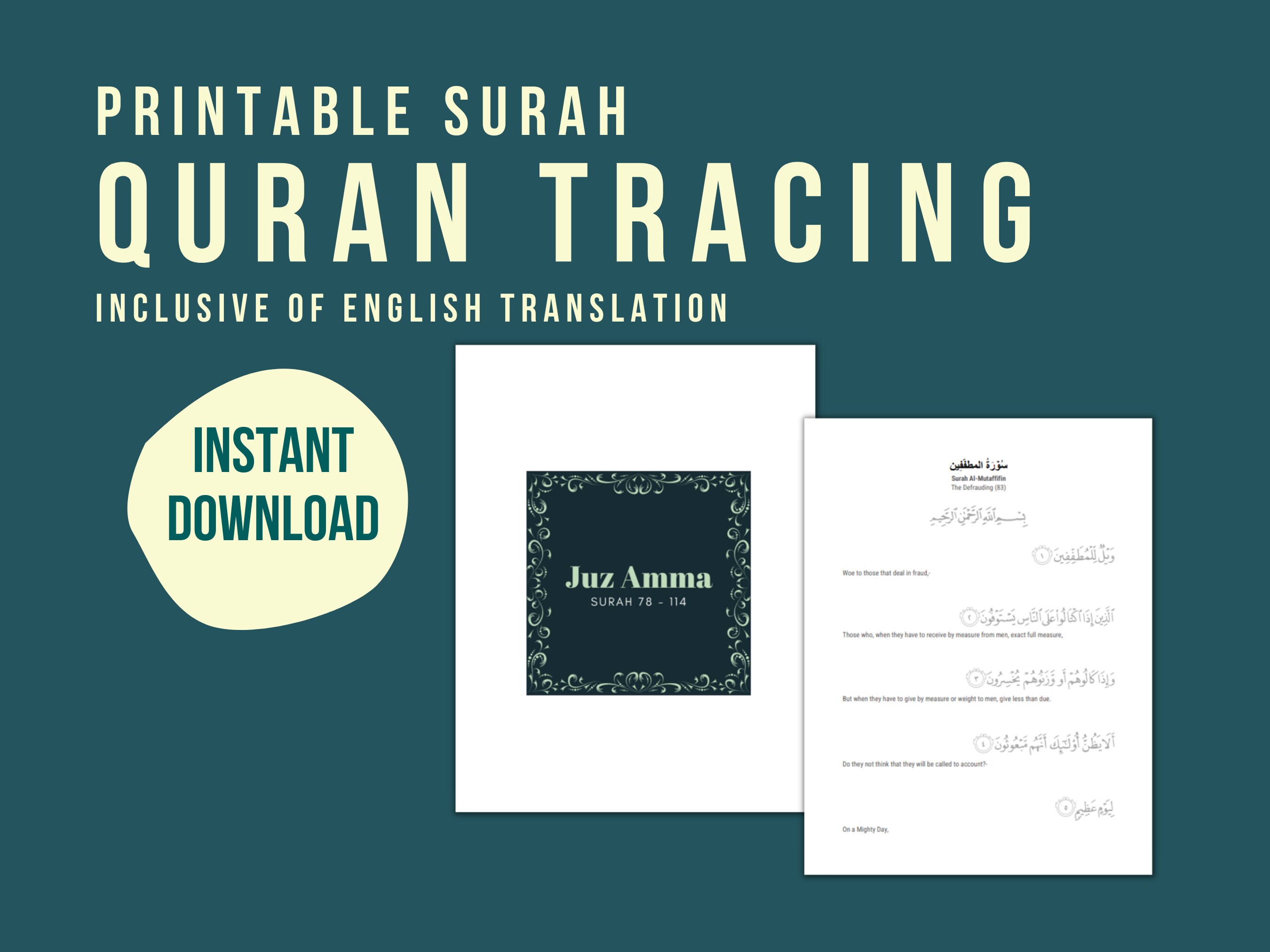 Juz Amma Juz 30 Surah Al-quran Tracing Printable Quran Digital Tracing ...