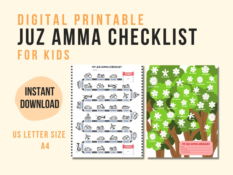 Juz Amma Checklist, Kids Learning Tracker (digital Printable) - Etsy ...