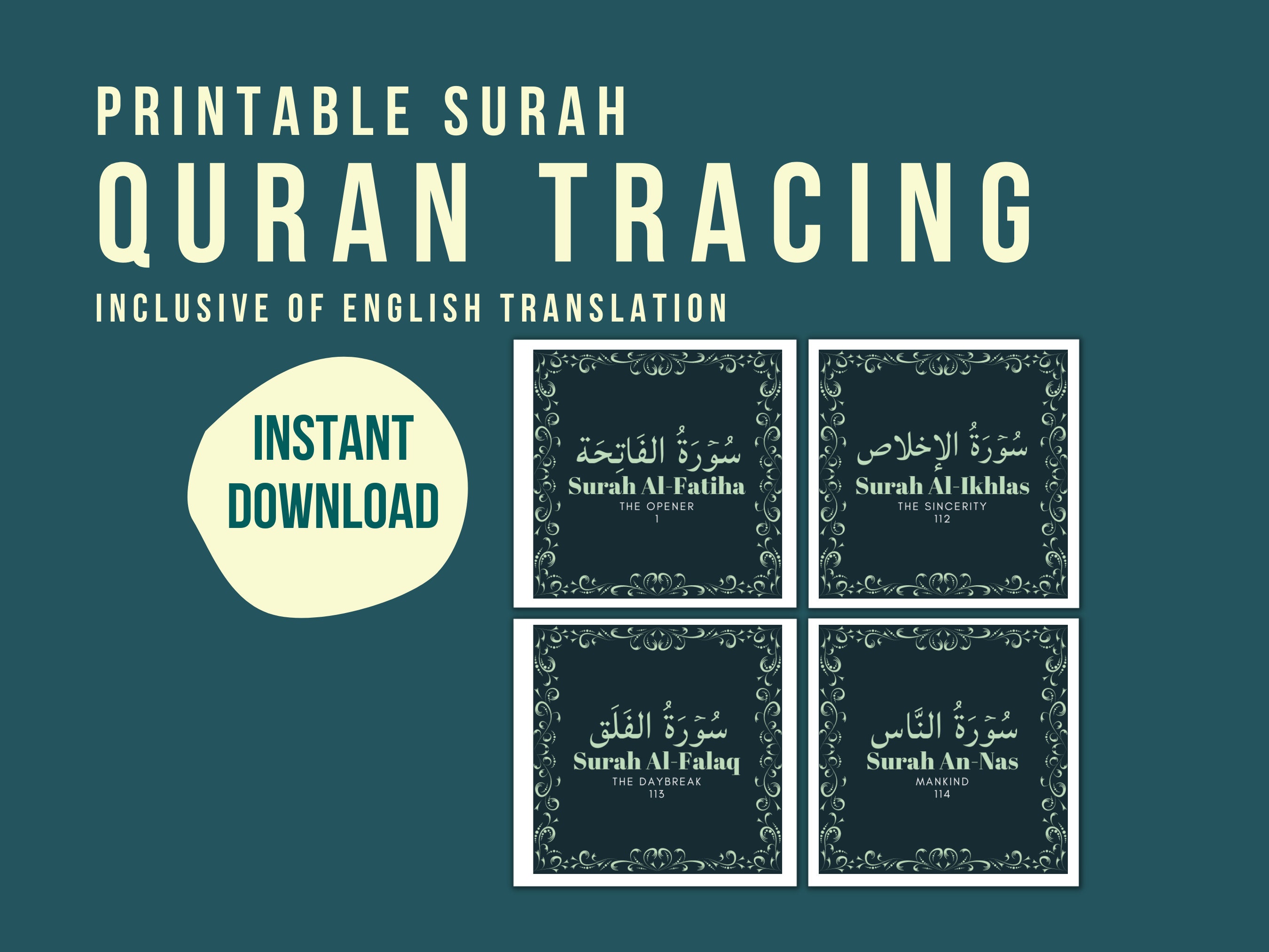 Surah Al-fatiha Al-ikhlas Al-falaq An-nas | Al-quran Tracing | Al ...