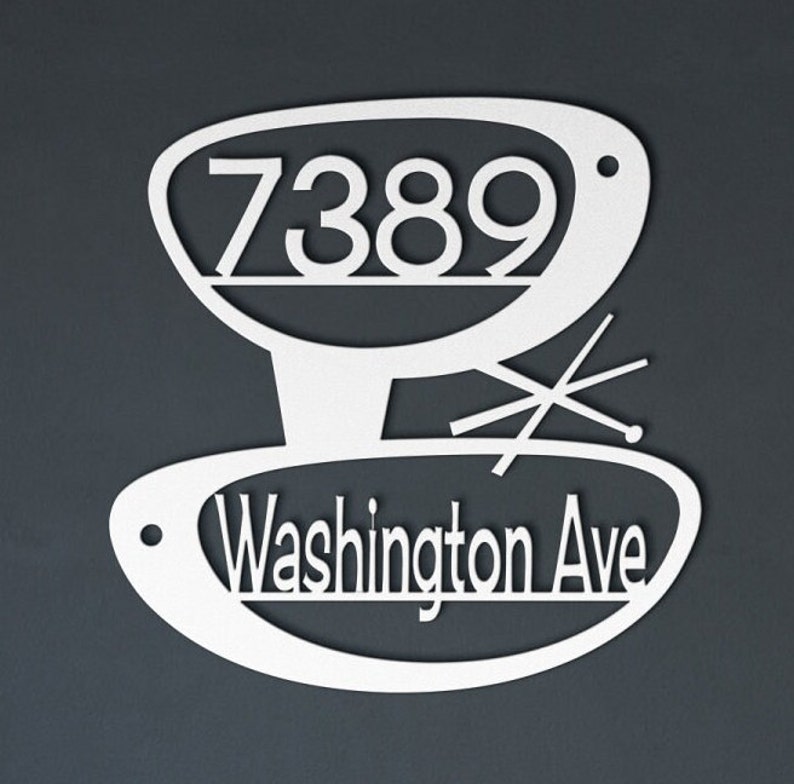MCM Home Address Sign / Metal House Number Sign / Atomic Age Mid ...