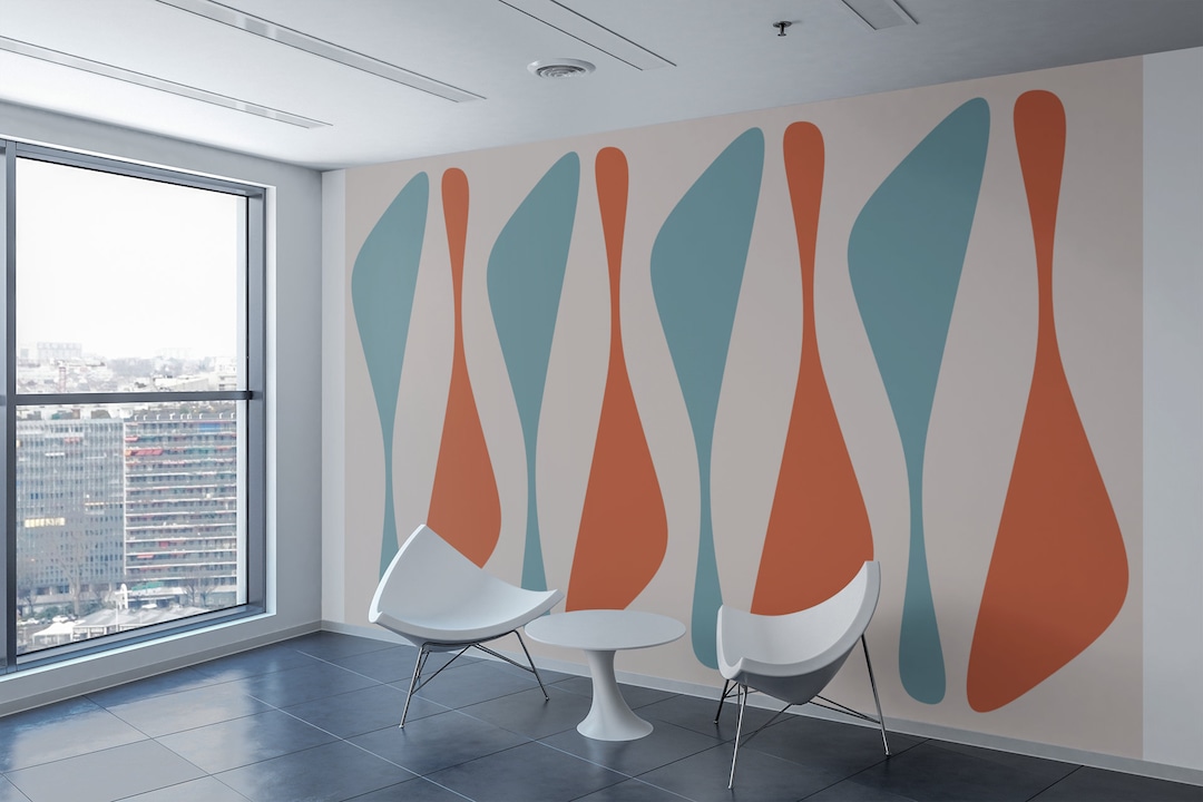 Retro WALL MURAL peel Stick Reuse Atomic Age MCM Retro Print - Etsy