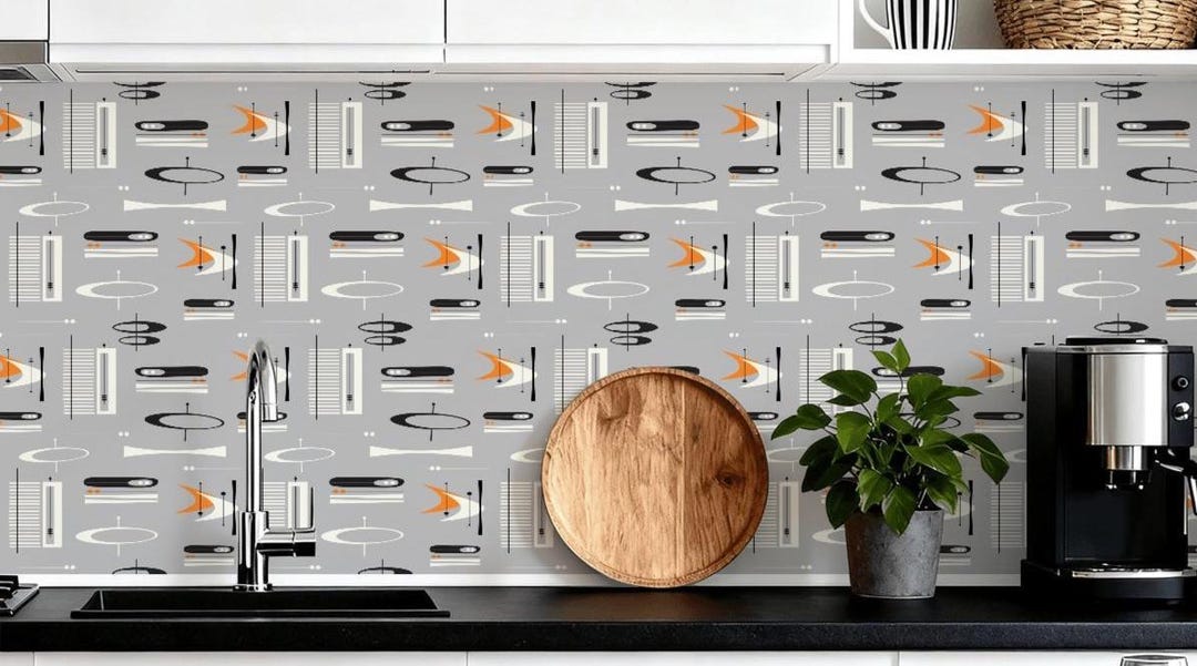 MCM Wall Tiles - Peel and Stick 12 Piece Set - Atomic Age Orange ...