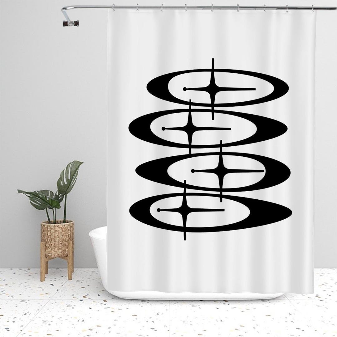 Mid Century Modern - Atomic Age Print Bathroom Decor Shower Curtain ...
