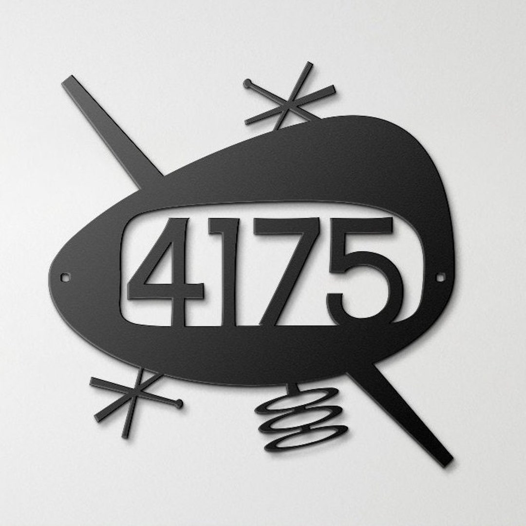MCM Metal Custom Made House Number Atomic Age Inspired Retro Futurism ...