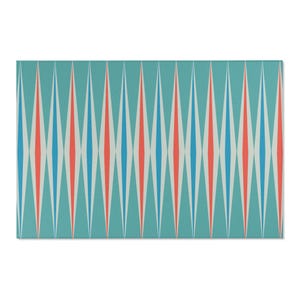 MCM Area Rugs 1950s Style Diamond Print With Pops of Orange and Retro ...