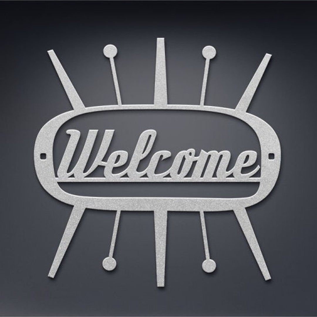 Vintage Welcome Sign MCM Atomic Age Custom Text or Address Number - Etsy