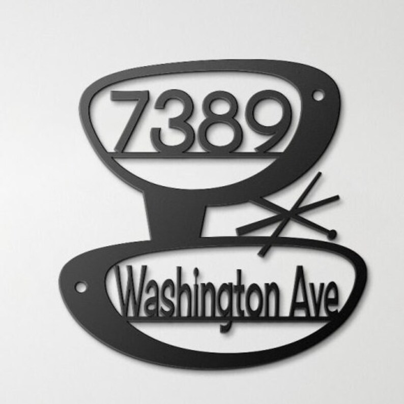 MCM Home Address Sign / Metal House Number Sign / Atomic Age Mid ...