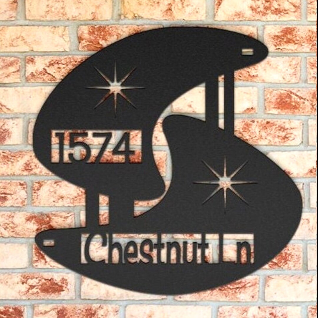 Modern HOUSE NUMBER MCM Atomic Age Street Address Metal Sign ...