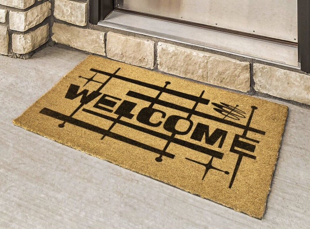 Heavy Duty Coir Bristle Mid Century Modern WELCOME MAT Atomic Age ...