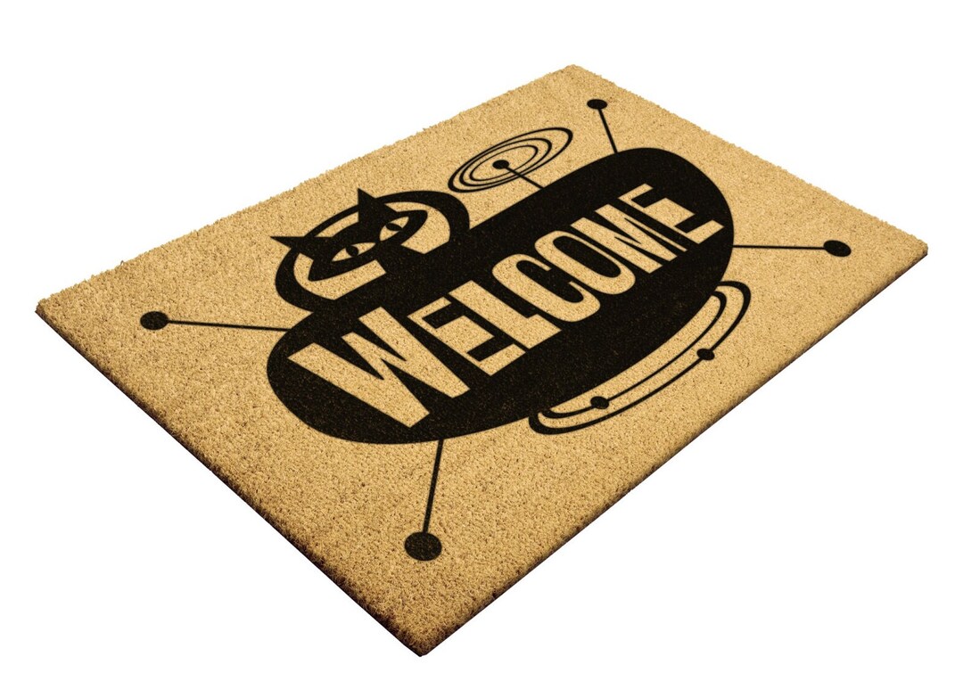 Atomic Age Space Kitty MCM Welcome Mat / Outdoor Doormat CUSTOM TEXT - Etsy