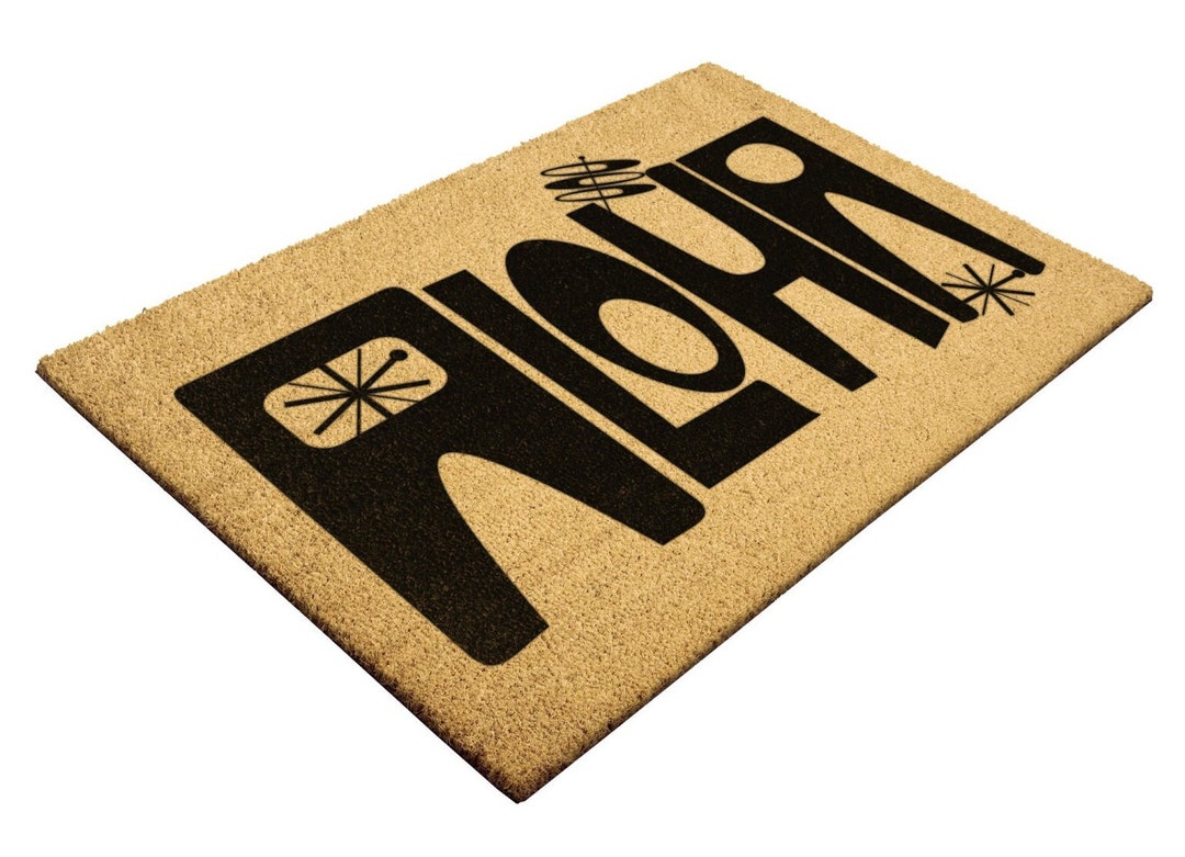 Vintage Hawaiian Coir Bristle Outdoor WELCOME MAT Aloha Atomic Age ...