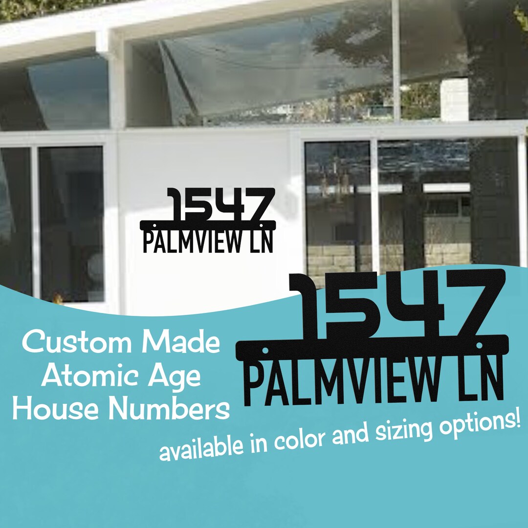 Metal House Number Retro Minimalist in MCM Font - Etsy