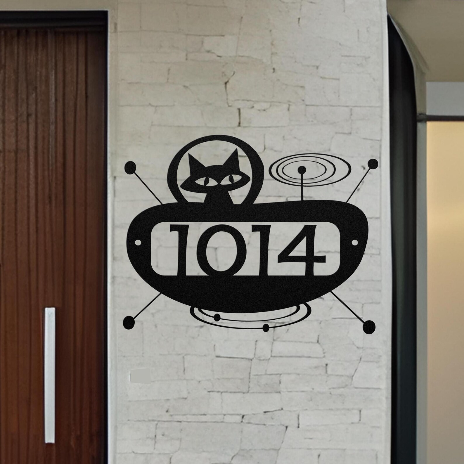 MCM House Number Atomic Age Space Kitty Cat 18 Gauge Coated Steel - Etsy