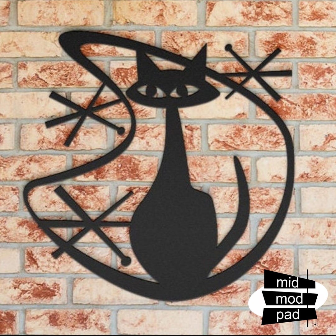 Atomic Age Kitty Cat Metal Wall Art: MCM Starburst Decor - Etsy