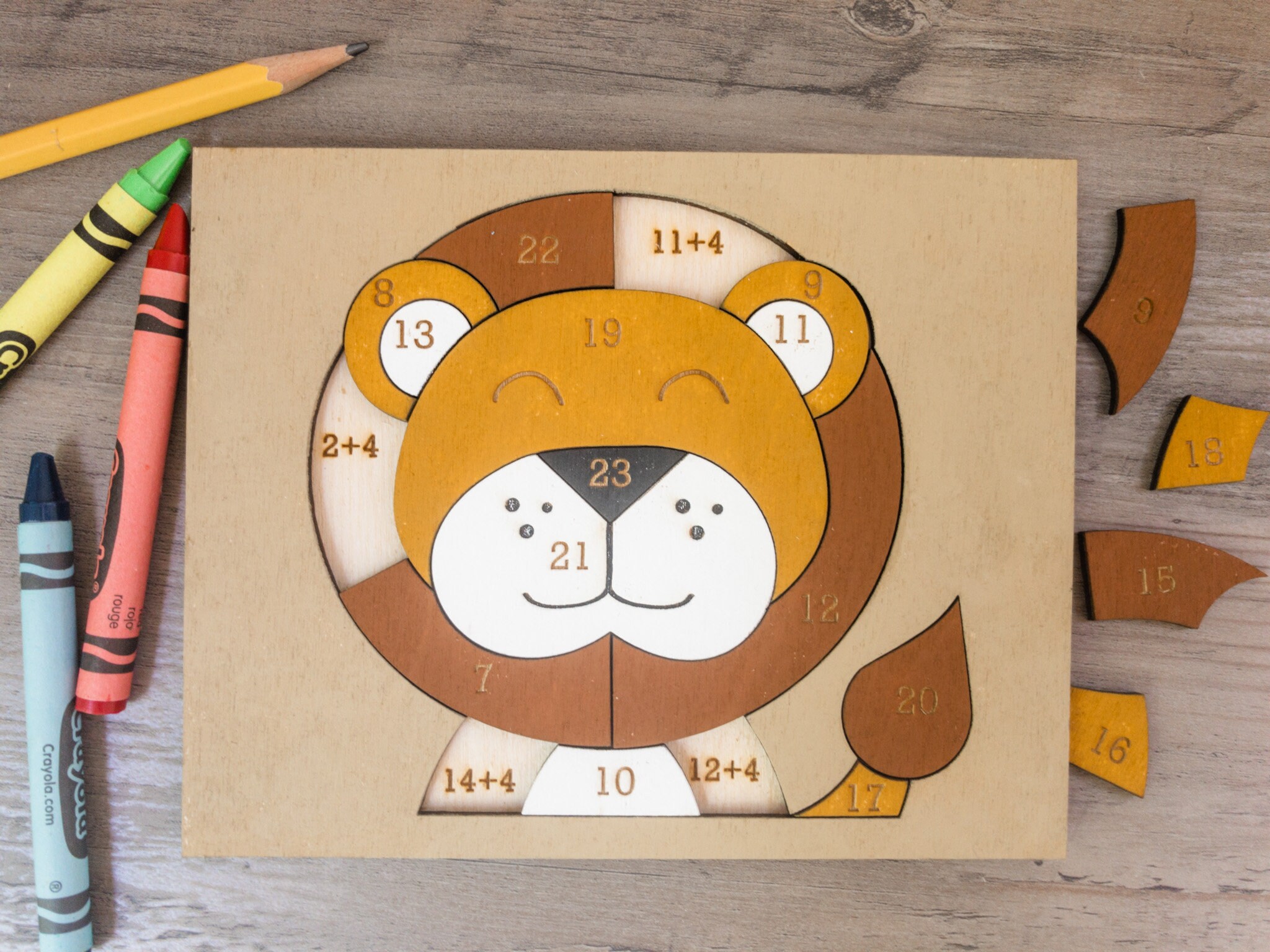 Lion Addition Puzzle Svg Glowforge File Teacher Gift - Etsy