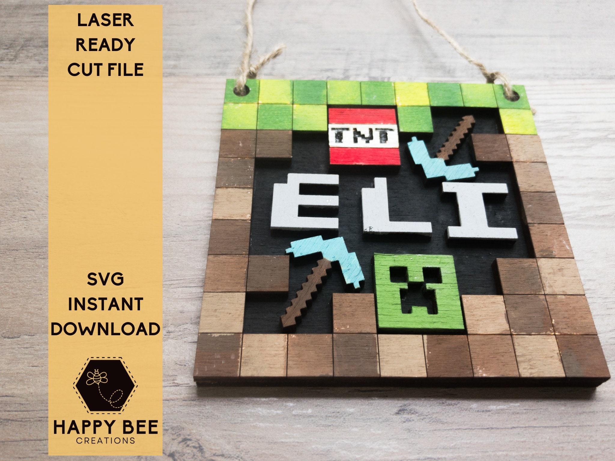 Minecraft Namensschild Svg Glowforge Datei | Etsy