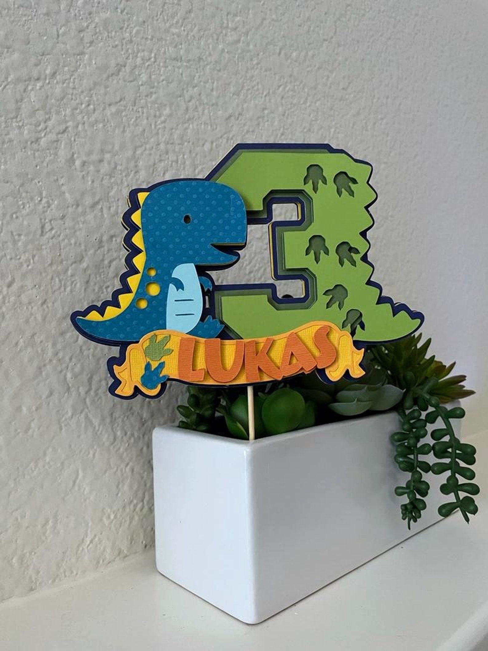 3-REX Personalized Cake Topper for Girl or Boy - Etsy