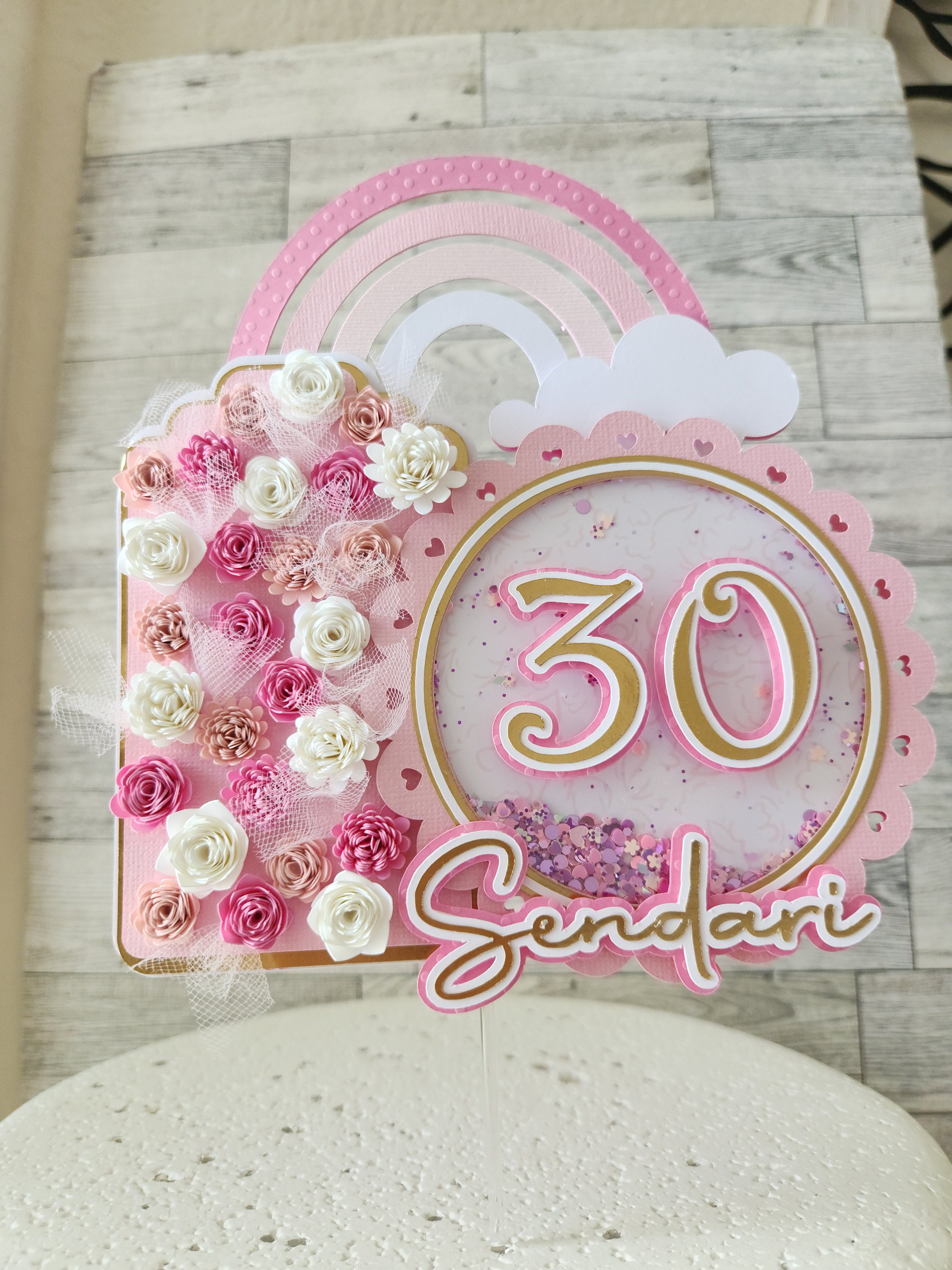 Pink and Gold Personalizable Cake Topper - Etsy