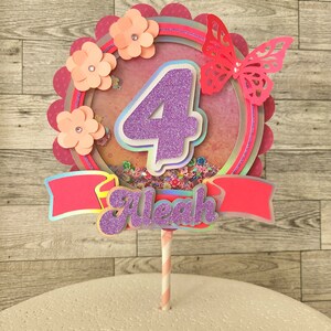 Pink and Purple Cake Topper With Shaker - Personalized - Etsy