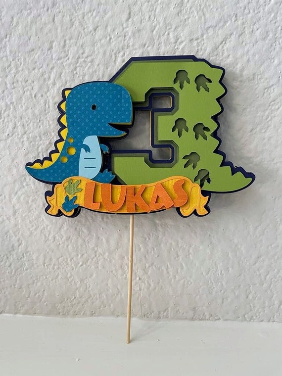 3-REX Personalized Cake Topper for Girl or Boy | Etsy