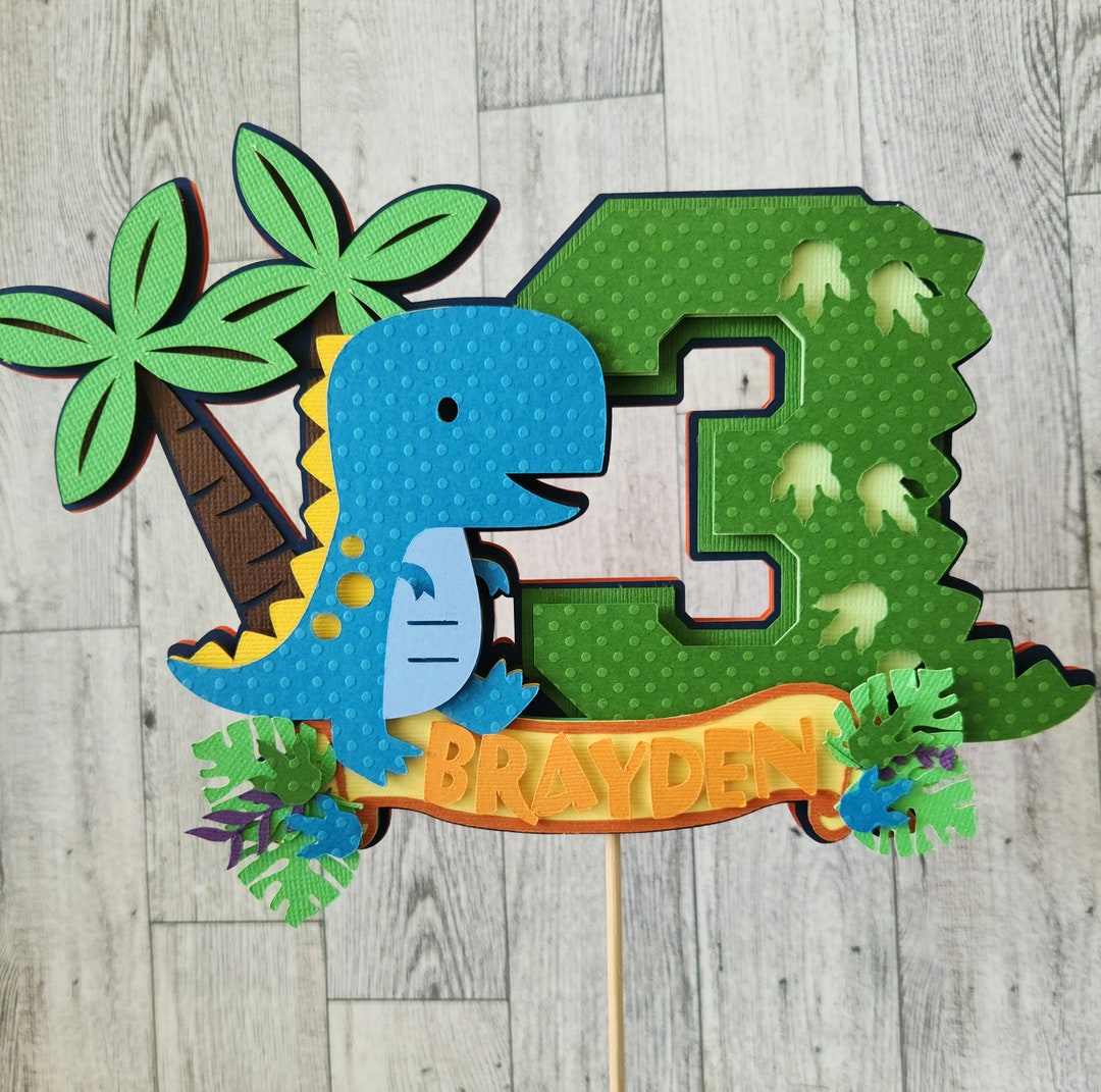 3-REX Personalized Cake Topper for Girl or Boy - Etsy