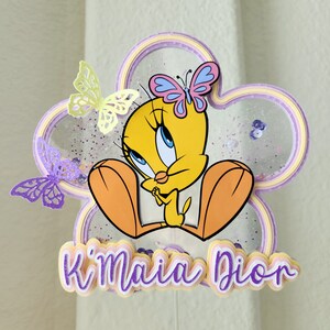 Personalized Tweety Inspired Cake Topper With Shaker - Etsy