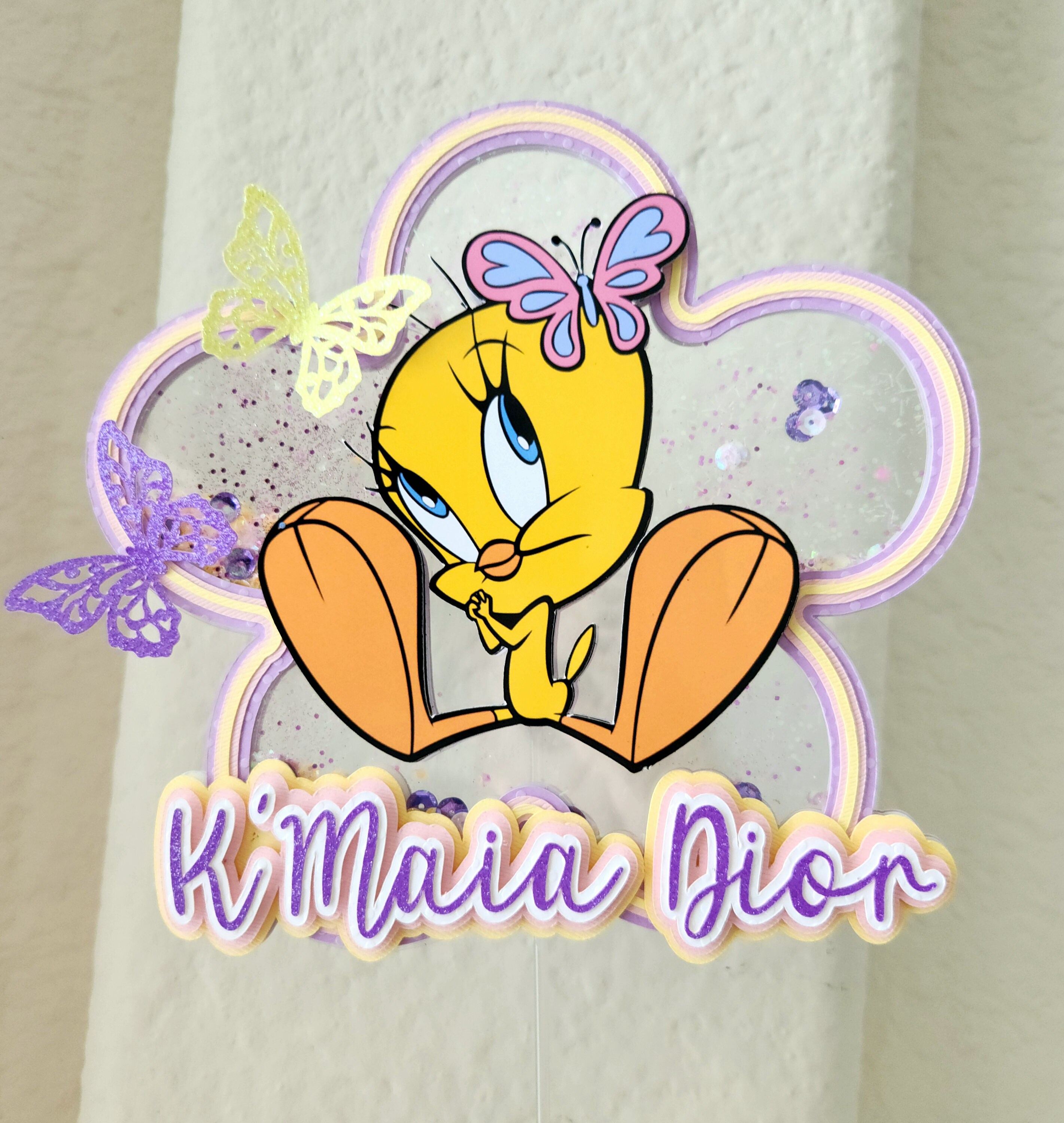 Personalized Tweety Inspired Cake Topper With Shaker - Etsy