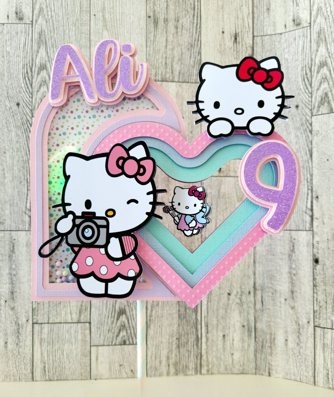Hello Kitty Pastels Light up Cake Topper With Shaker - Personalized - Etsy