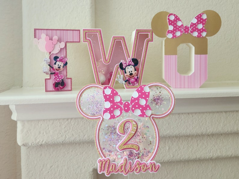 Minnie Mouse Inspired Personalizable Cake Topper and 3D Number - Etsy