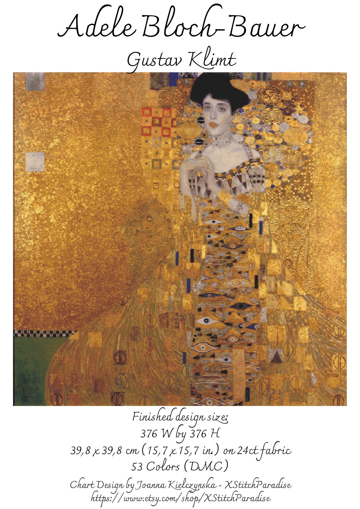Adele Bloch-bauer | G. Klimt | Counted Cross Stitch Pattern | Famous ...