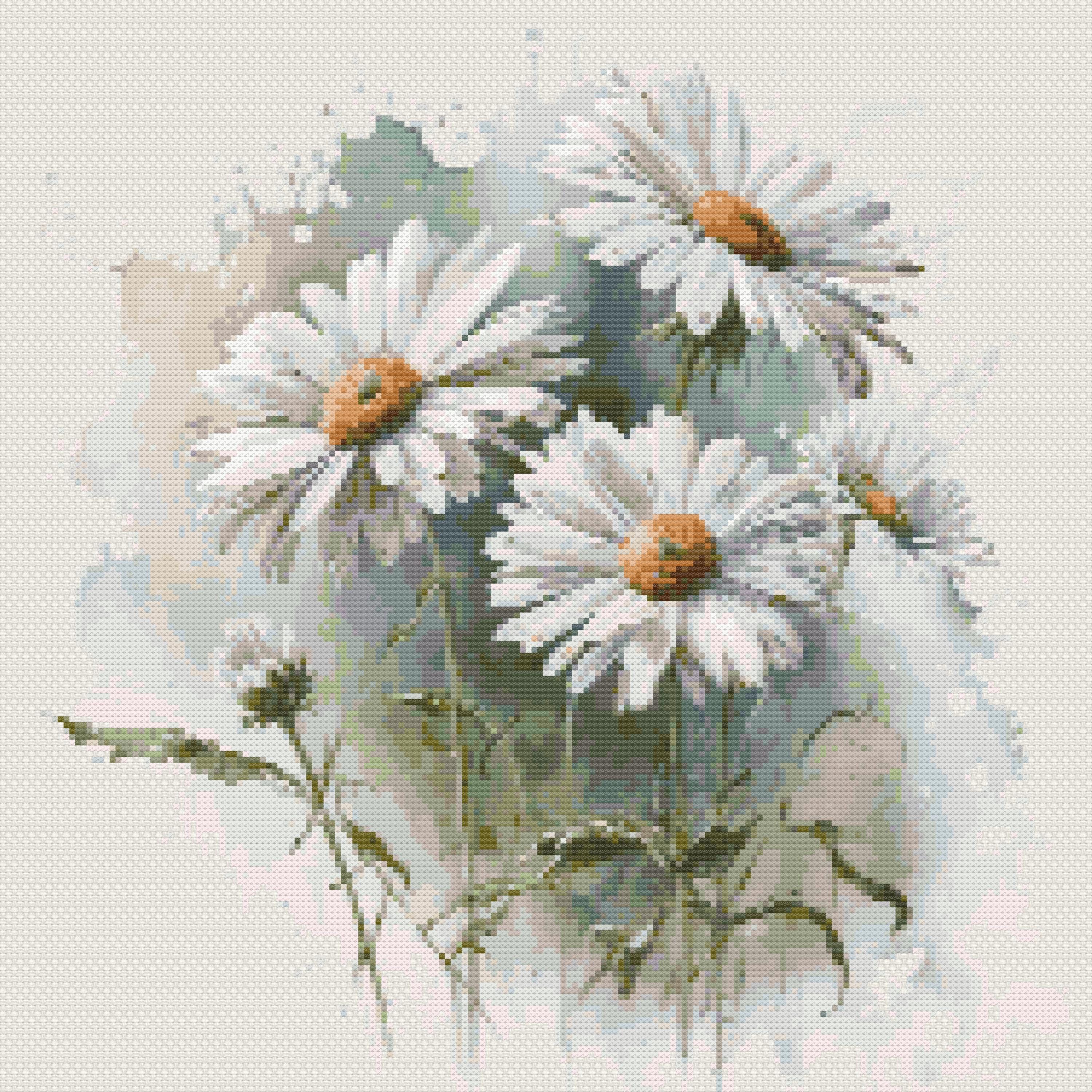 White Daisy Flowers | Counted Cross Stitch Pattern | Botanical ...