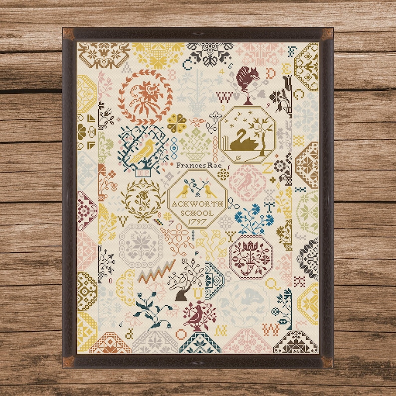 Ackworth School's Sampler | Counted Cross Stitch Pattern | Antique ...